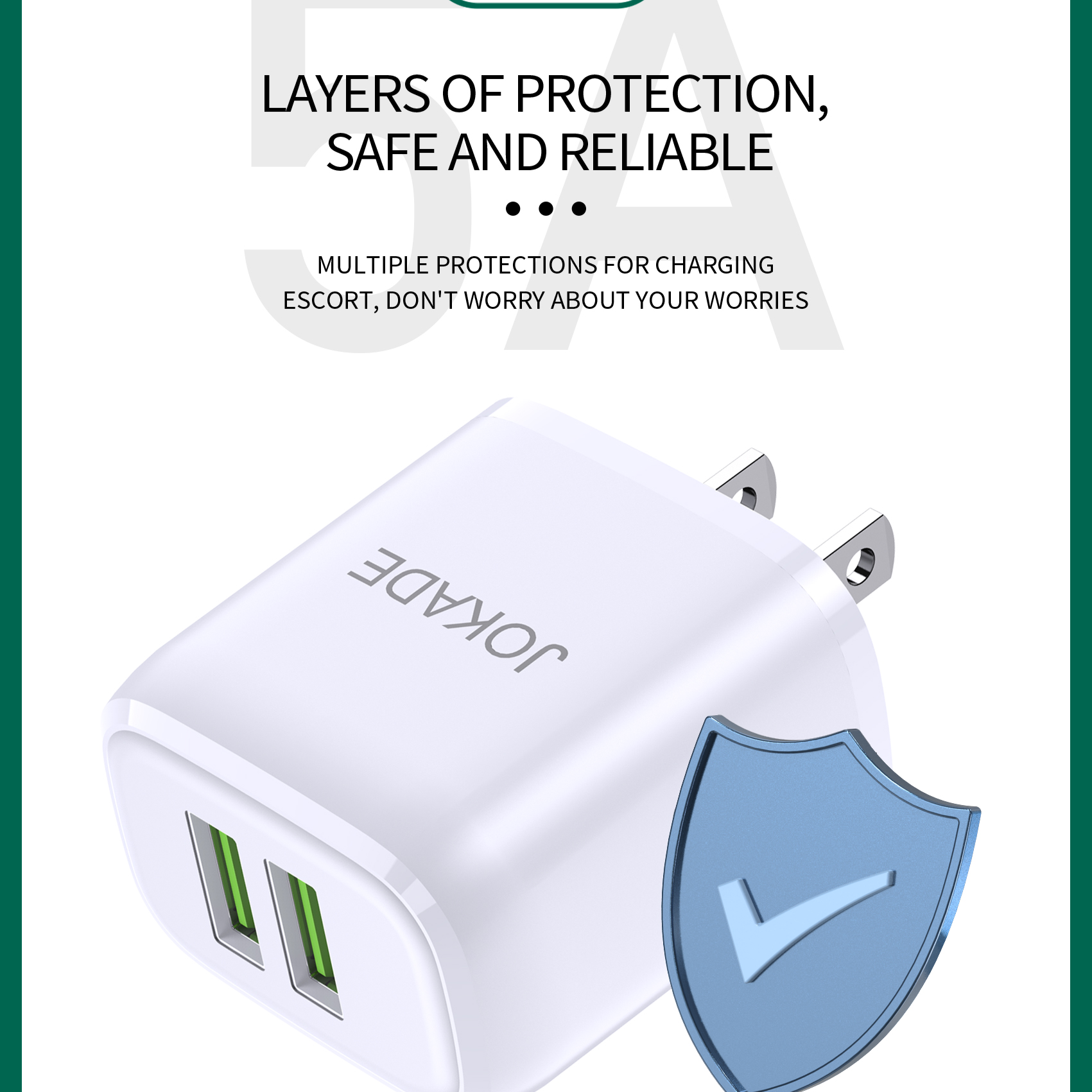 Jokade JB-011 Fangrui series dual port intelligent charger - White